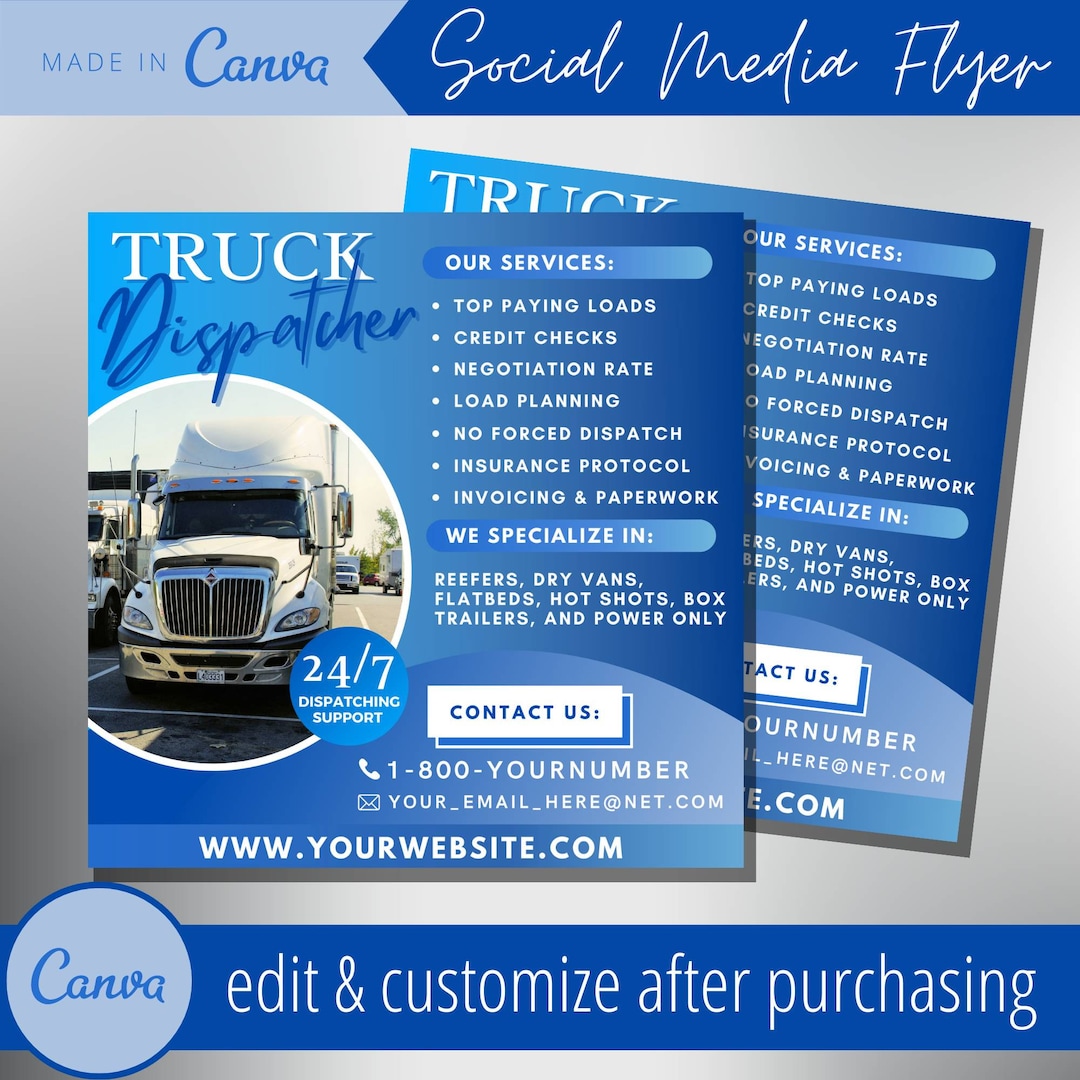 Truck Dispatcher Flyer Template - Trucking Dispatchers Service Flyers ...