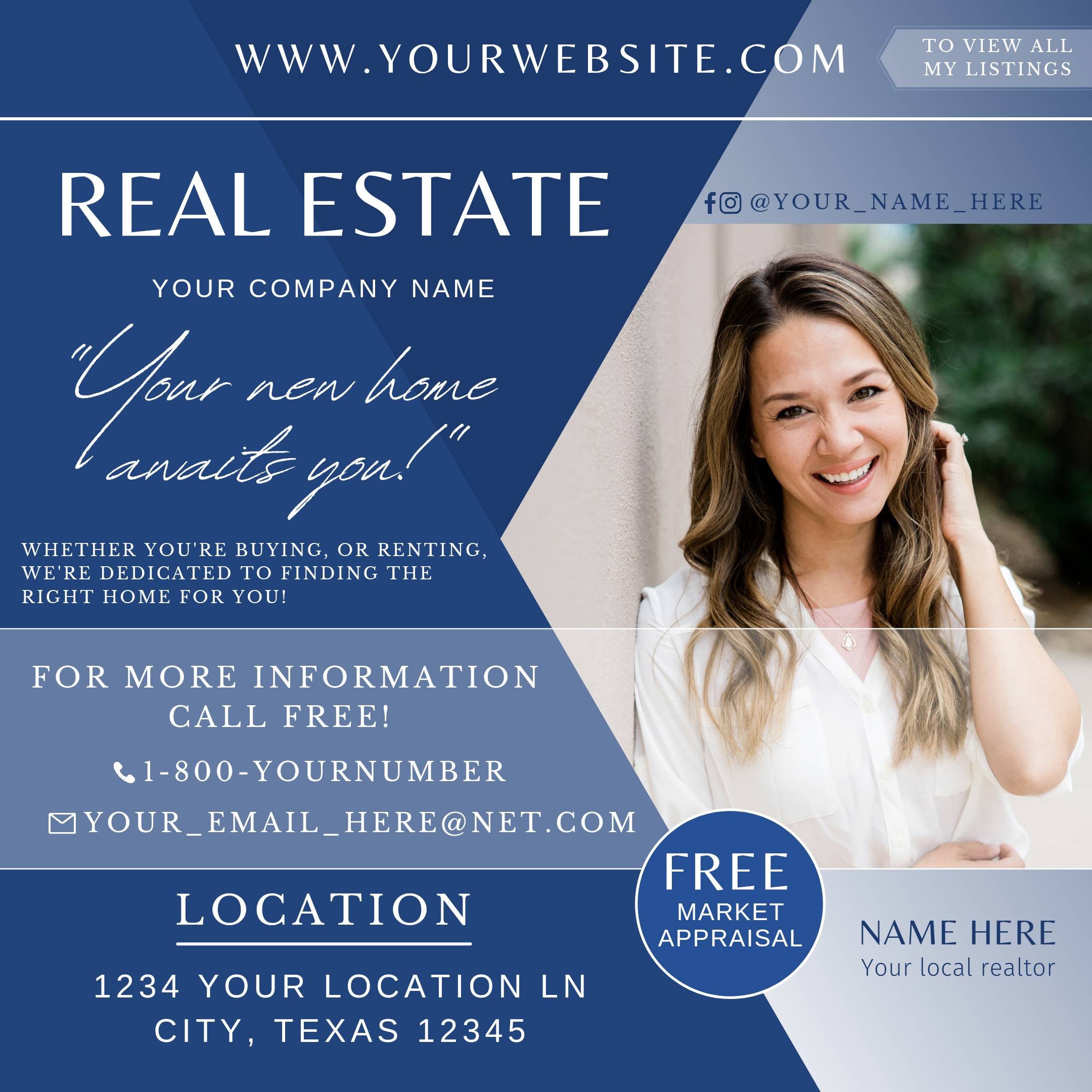 Real Estate Agent Flyer Template Editable Instagram Home - Etsy