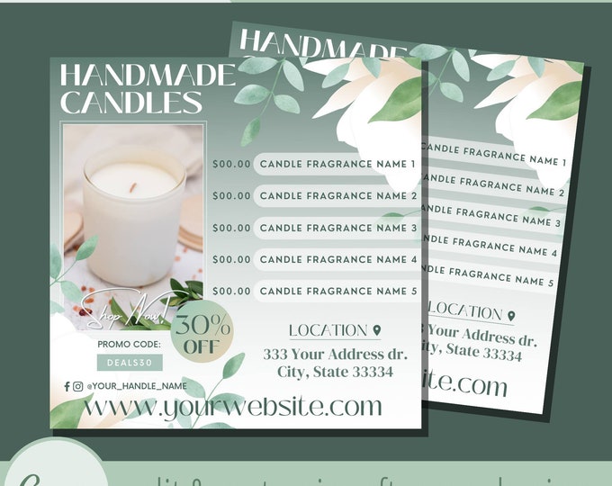 Handmade Candle Flyer Template Homemade Soy Candles Small - Etsy