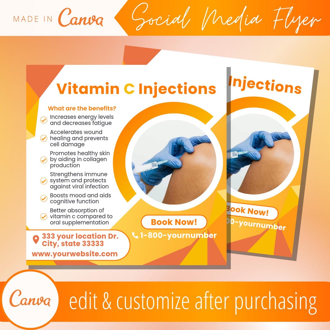 Vitamin C Injection Flyer Template - Vitamin C Injections Supplement ...