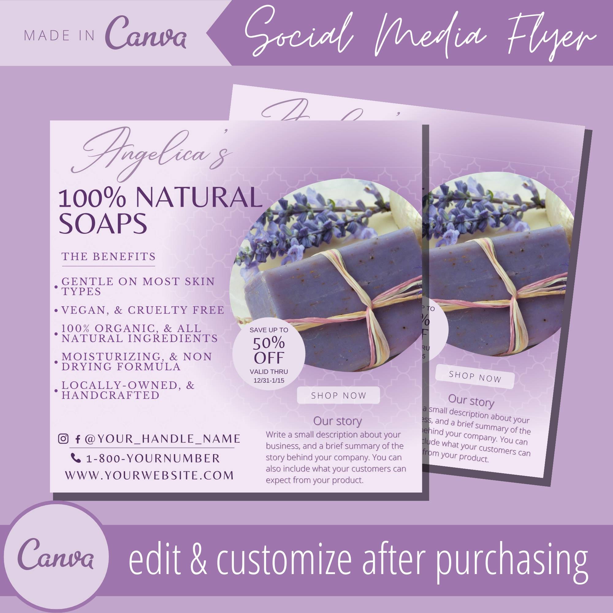 Handmade Soap Flyer Template - Editable Instagram Homemade Soaps Small ...