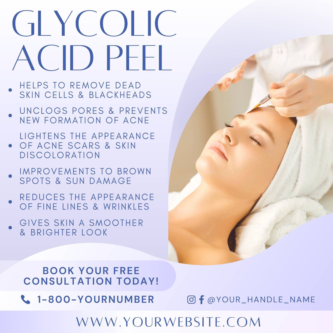 Glycolic Acid Peel Facial Treatment Flyer Template -alpha Hydroxy ...