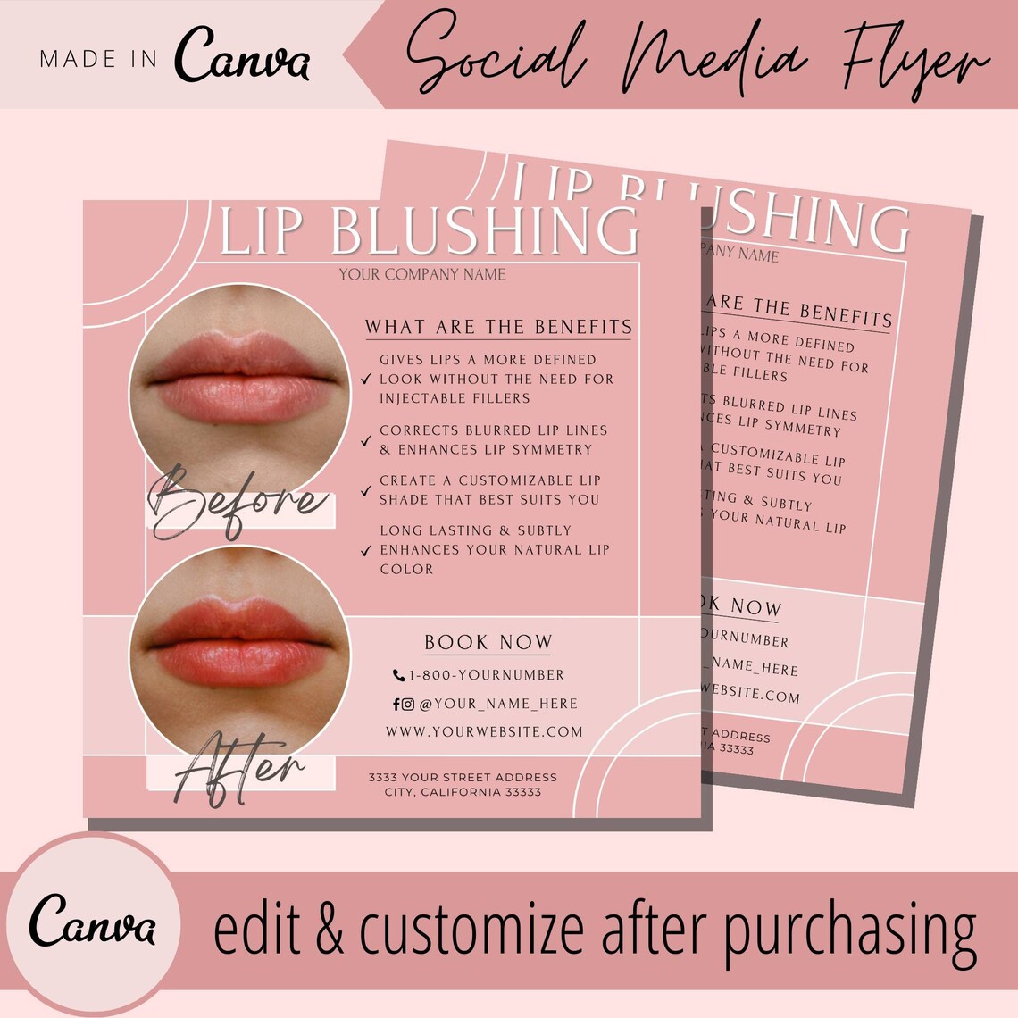 Lip Blushing Flyer Template - Instagram Semi Permanent Makeup Artist ...