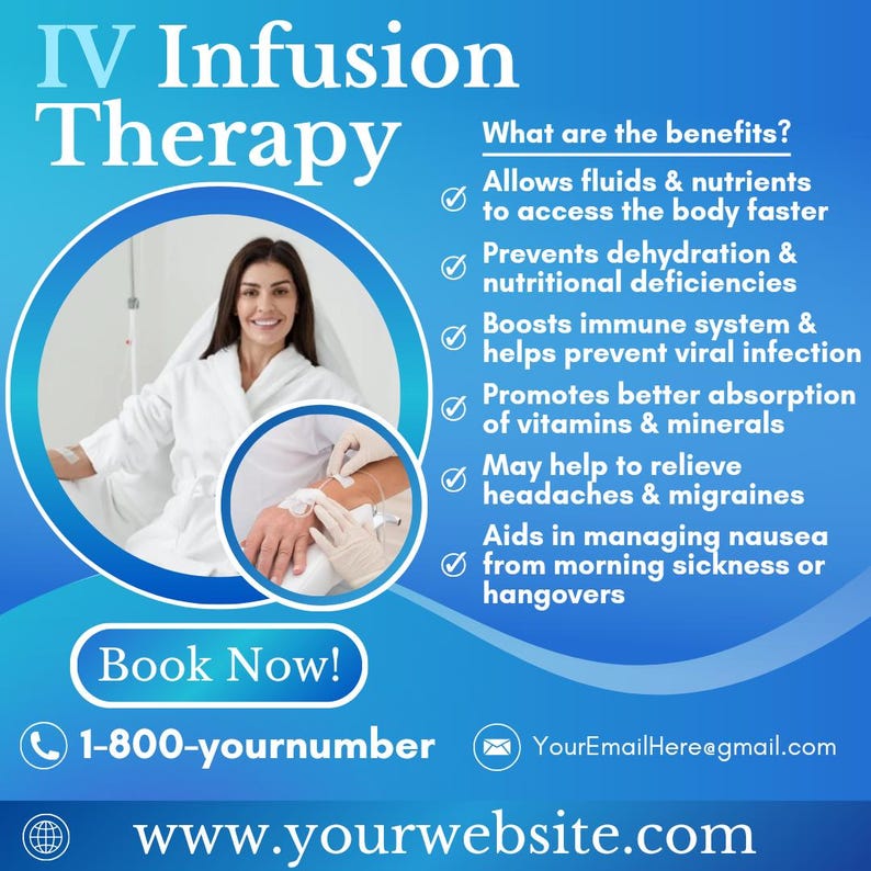 IV Infusion Therapy Flyer Template - Medical IV Drip Injections ...