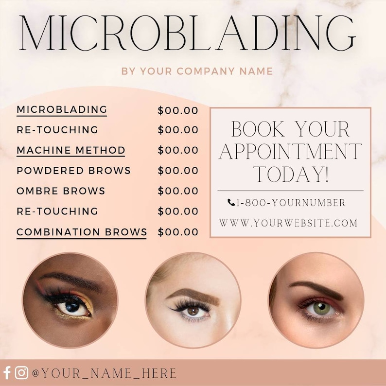 Microblading Instagram Post Flyer Template - Microblade Eyebrow Shaping ...