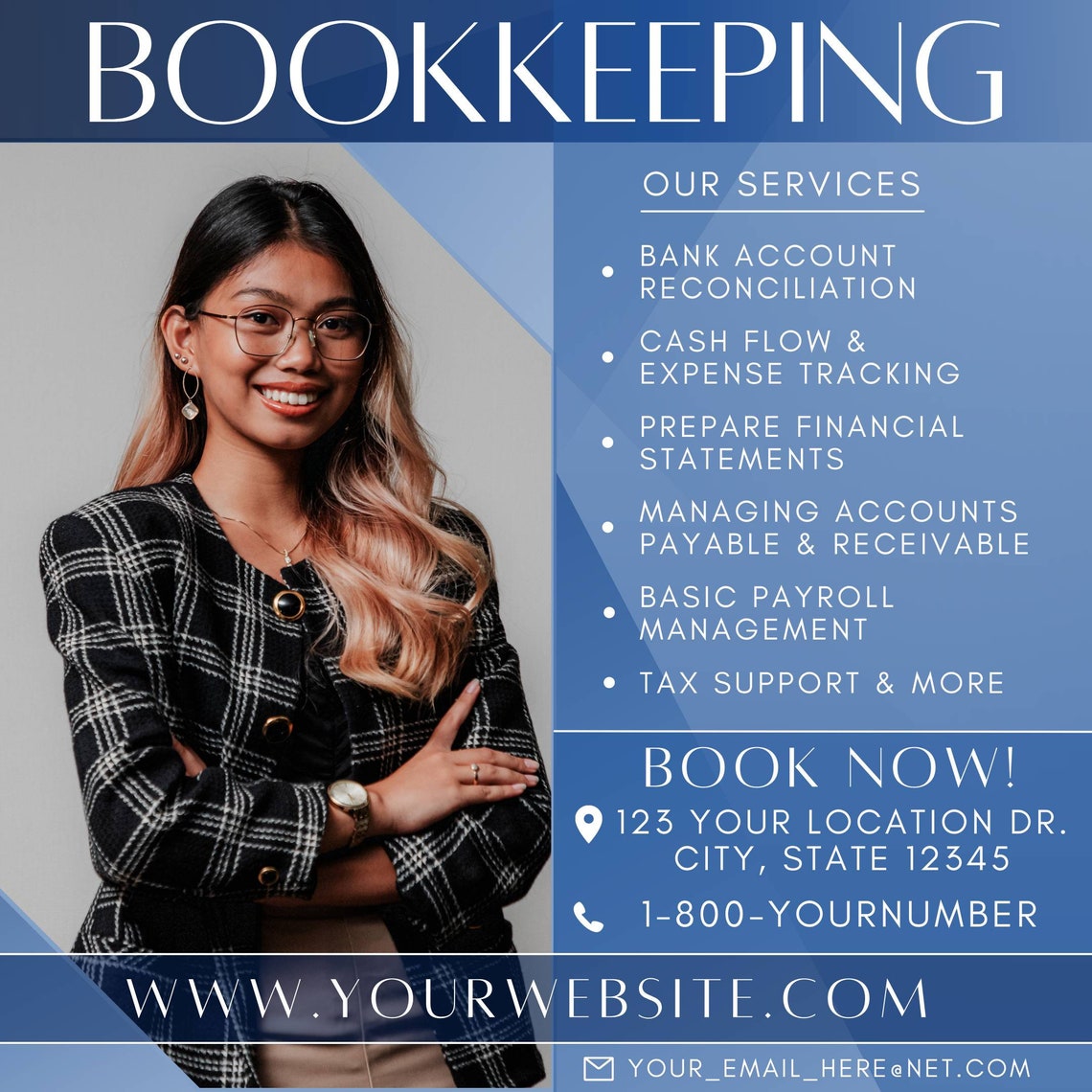 Bookkeeping Services Flyer Template Bookkeeper Service | Etsy