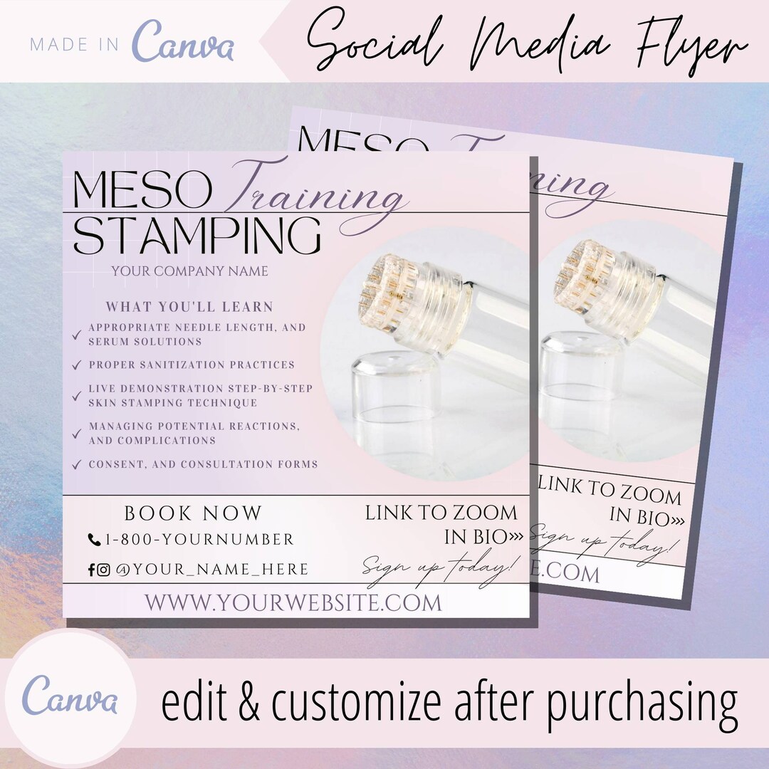 Meso Stamping Training Flyer Template - Mesotherapy Mesostamp Classes ...
