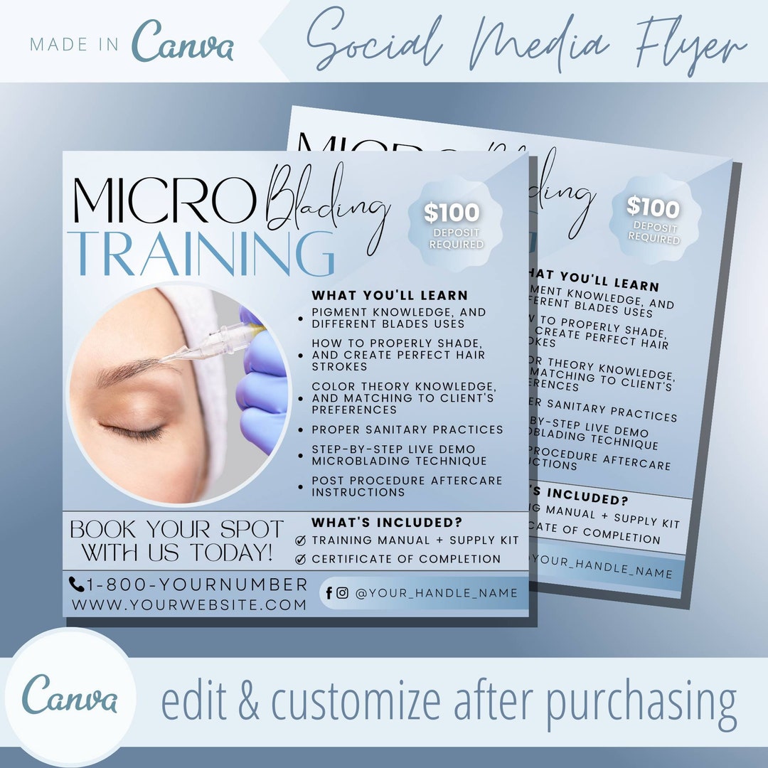 Brow Microblading Training Flyer Template - Microblade Brows Tattooing ...