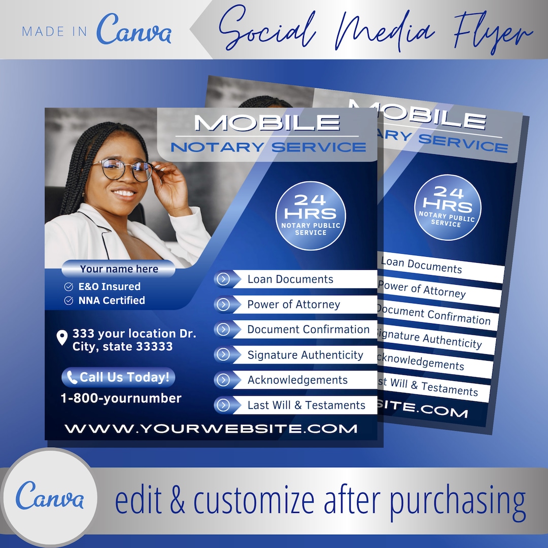 Mobile Notary Public Service Flyer Template -editable LSA Loan Signing ...