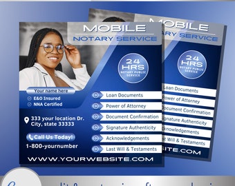 Notary Public Service Flyer Template Editable Loan Signing Agent Flyers ...