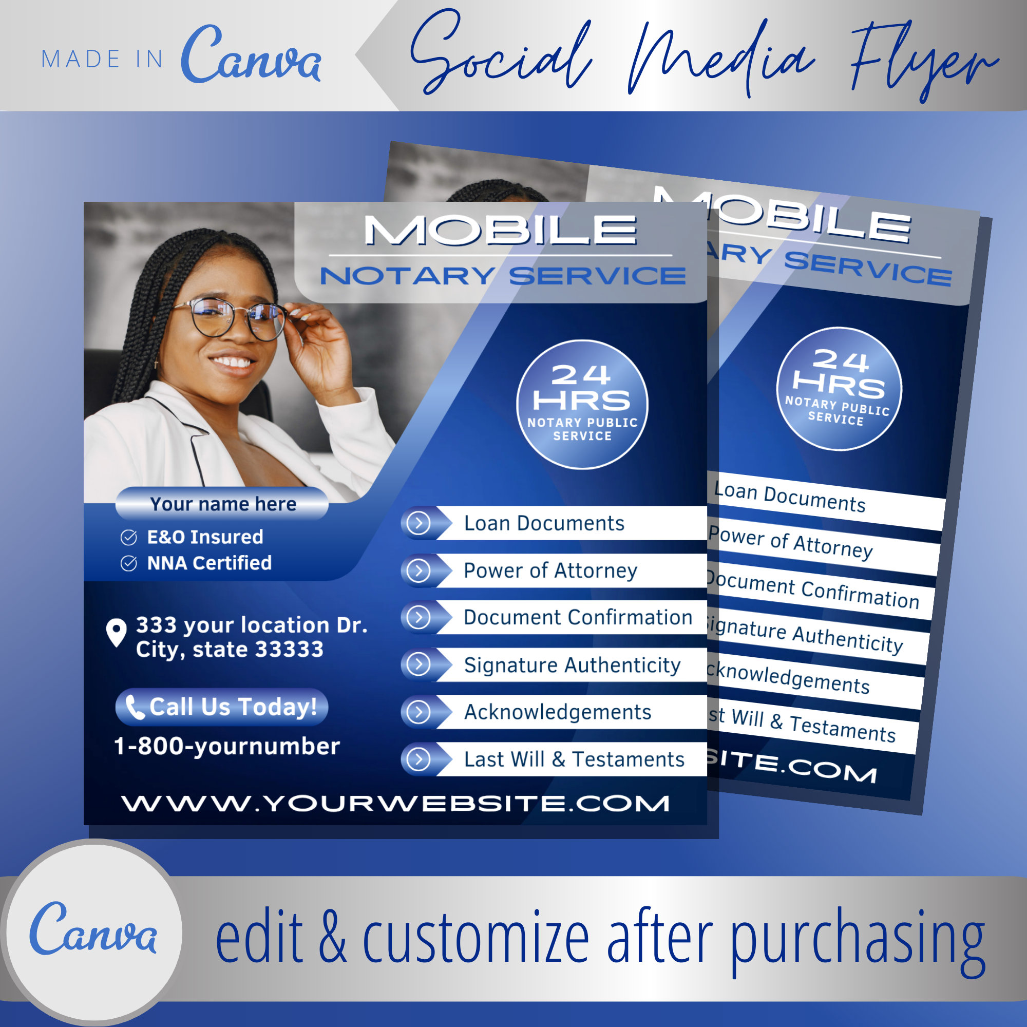 Mobile Notary Public Service Flyer Template -editable LSA Loan Signing ...