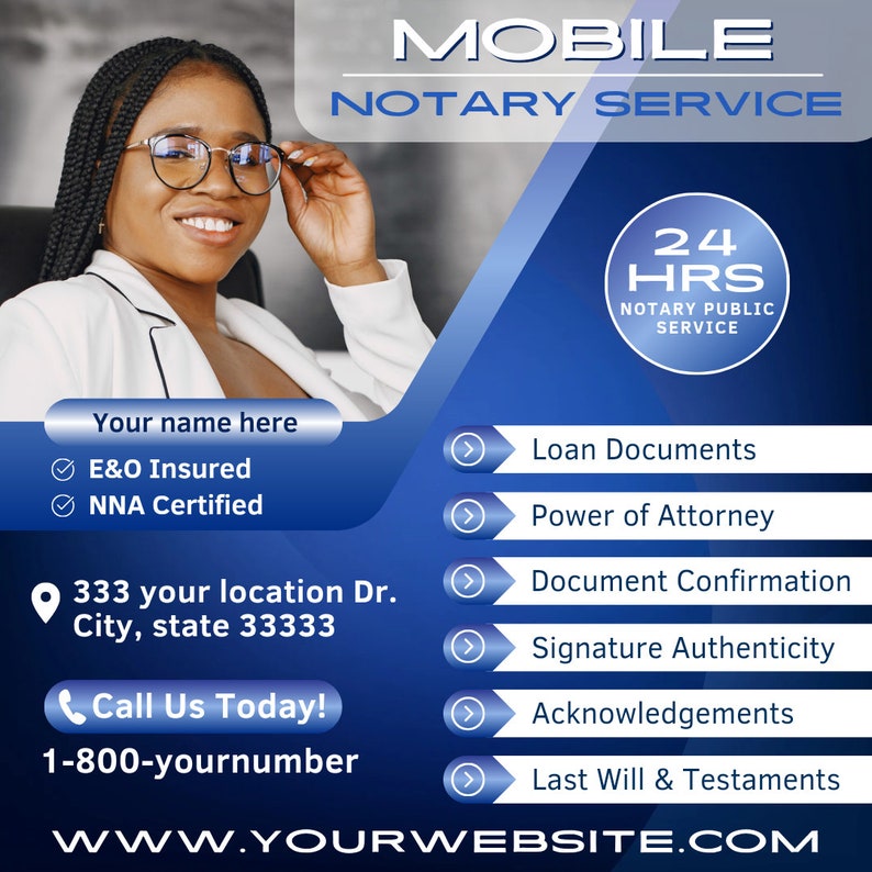Mobile Notary Public Service Flyer Template -editable LSA Loan Signing ...