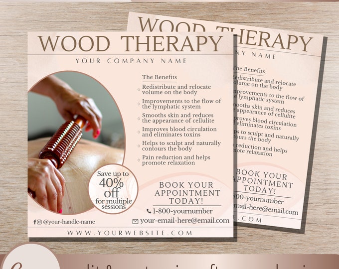 Wood Therapy Editable Flyer - Full Body Contouring Template Flyers ...
