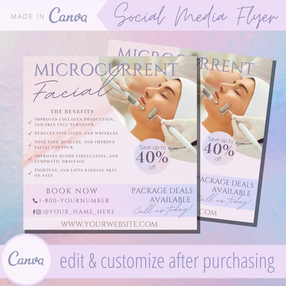 Microcurrent Facial Flyer Template Editable Instagram Flyers | Etsy