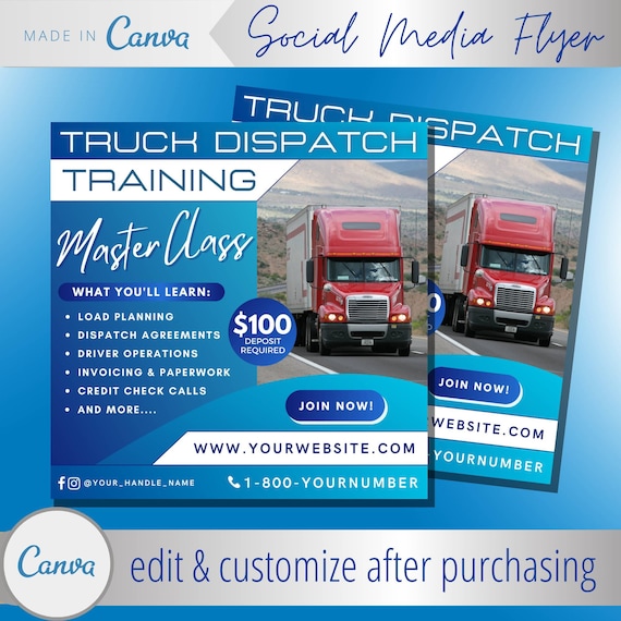 Truck Dispatcher Training Flyer Template Trucking - Etsy