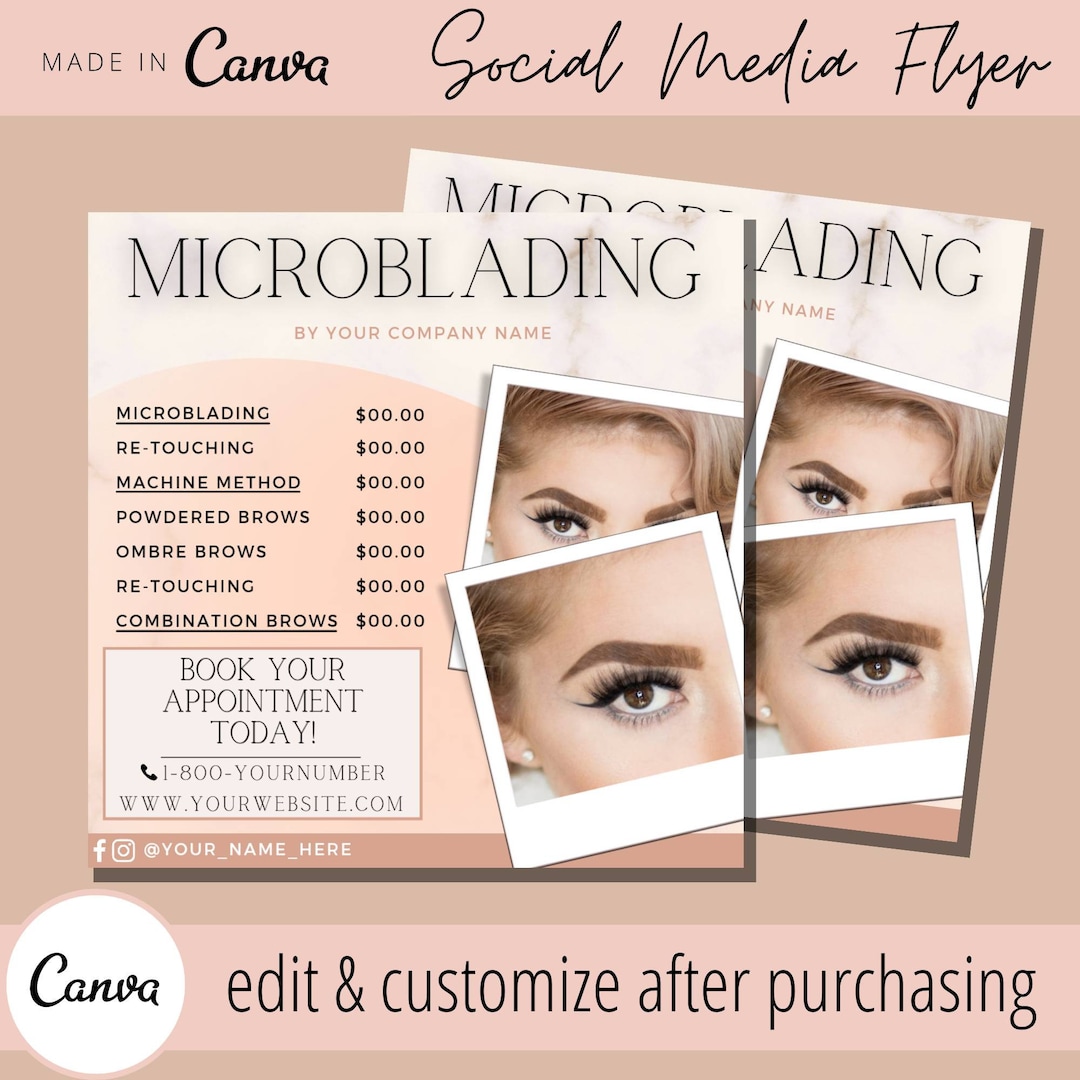 Microblading Appointment Social Media Flyer Template - Microblade ...