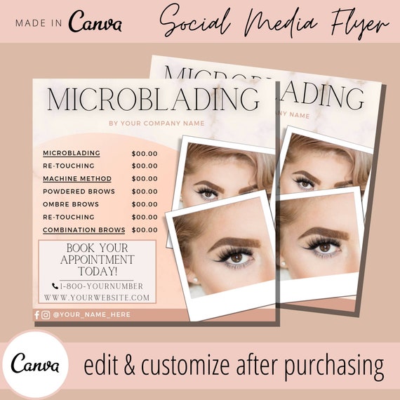 D.I.Y Canva Microblading Flyer Template 2021 Editable Canva Social ...