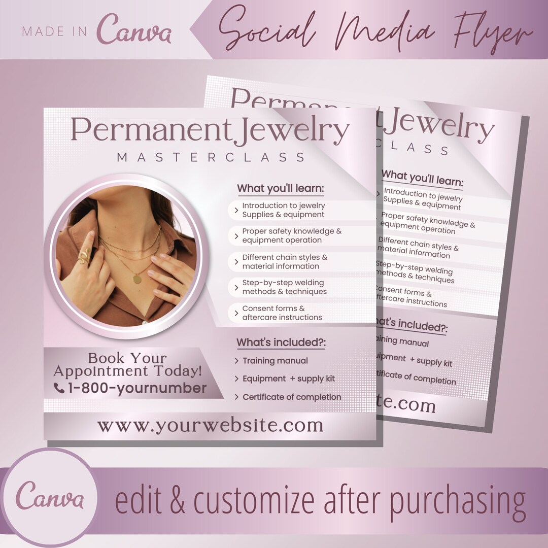 Permanent Jewelry Masterclass Flyer Template - Zapped Jewellery ...