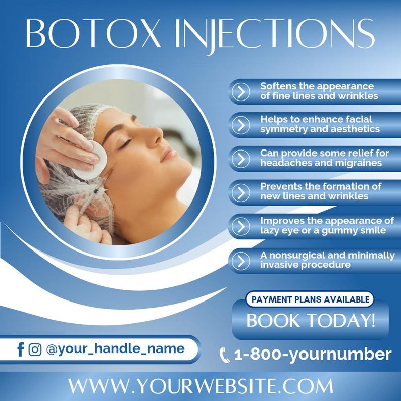 Botox Injections Flyer Template - Injected Botulinum Toxin Face ...