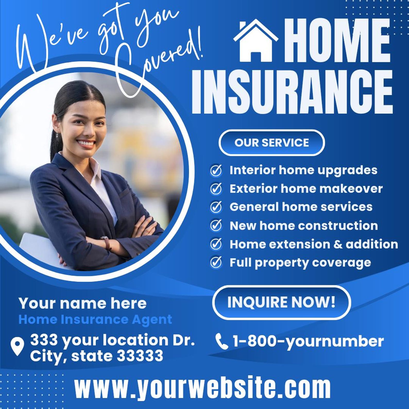 Home Insurance Agent Flyer Template - Property Homeowner Insurance ...