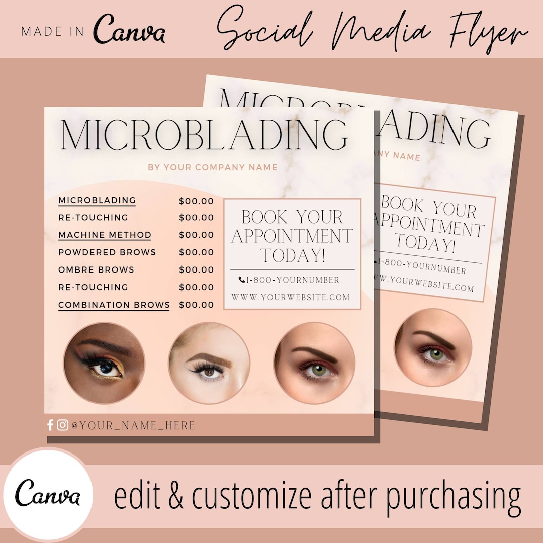 Microblading Instagram Post Flyer Template - Microblade Eyebrow Shaping ...