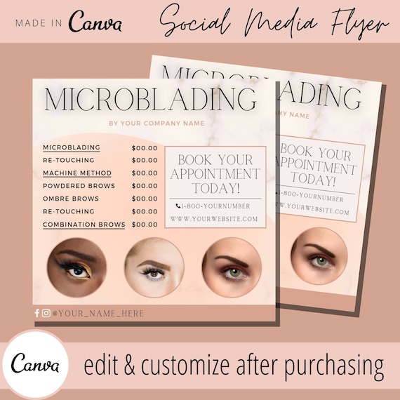 Microblading Instagram Post Flyer Template Microblade | Etsy Australia