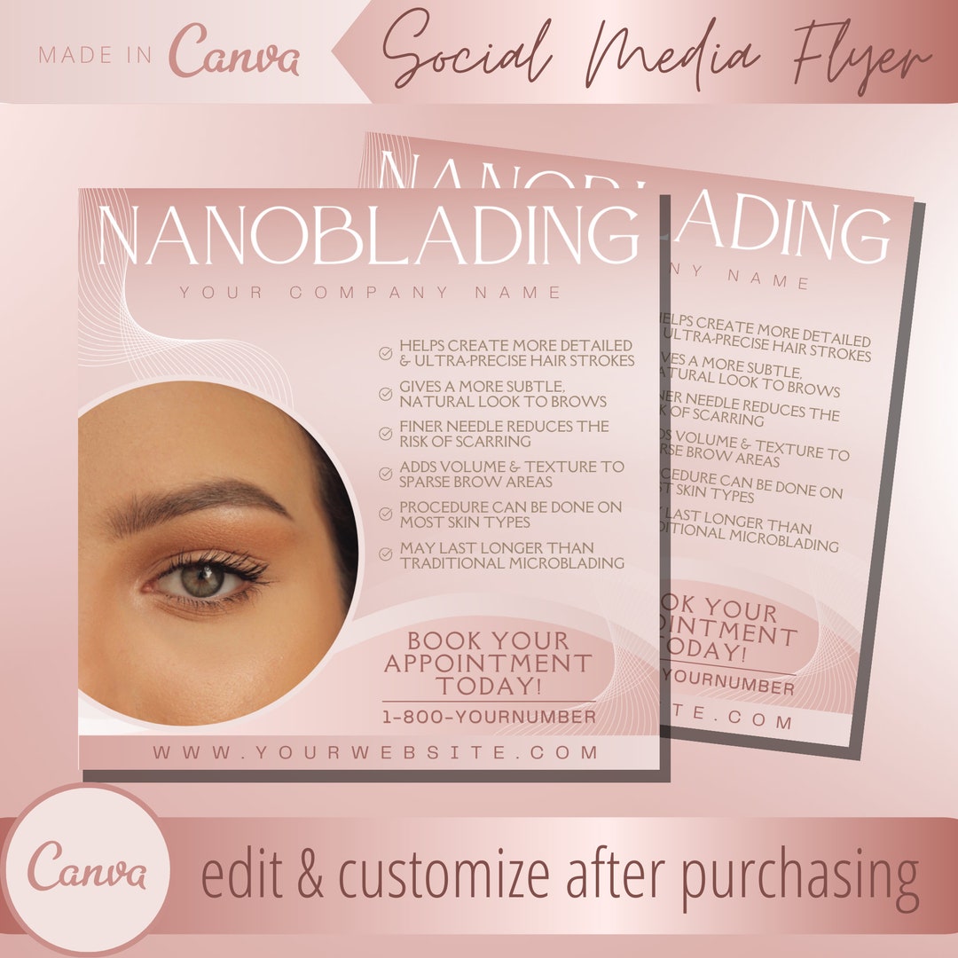 Nanoblading Flyer Template - Eyebrow Nanoblade Needling Flyers ...