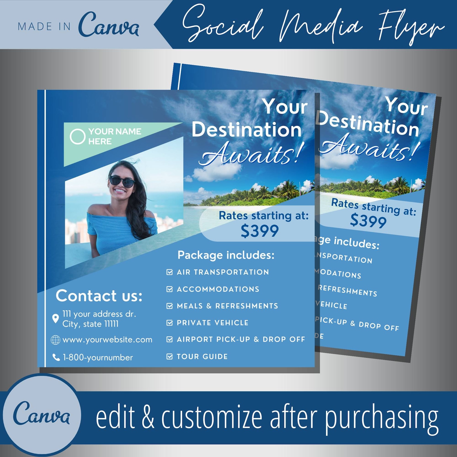 Travel Agent Flyer Template Instagram Travel Agents Flyers | Etsy