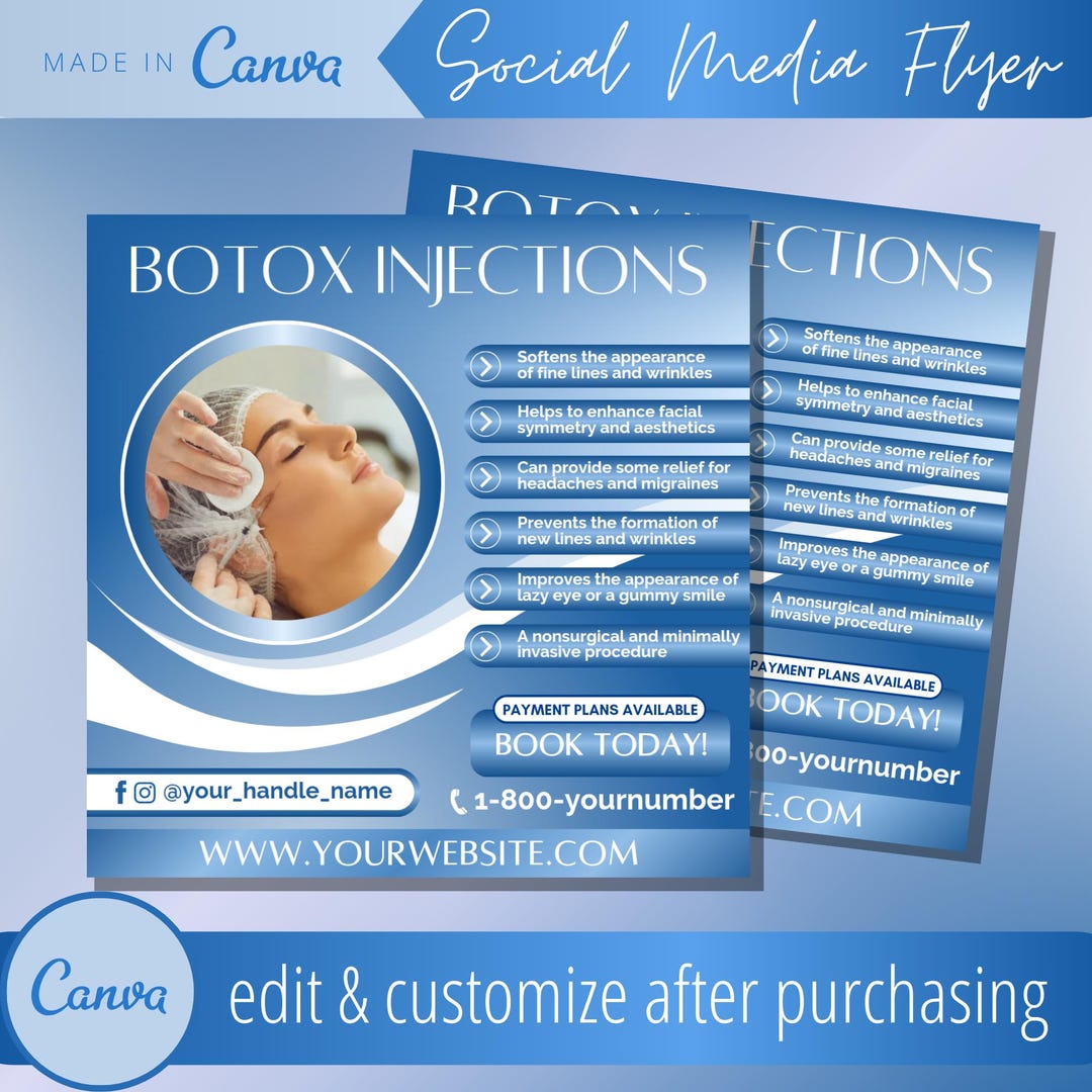 Botox Injections Flyer Template - Injected Botulinum Toxin Face ...