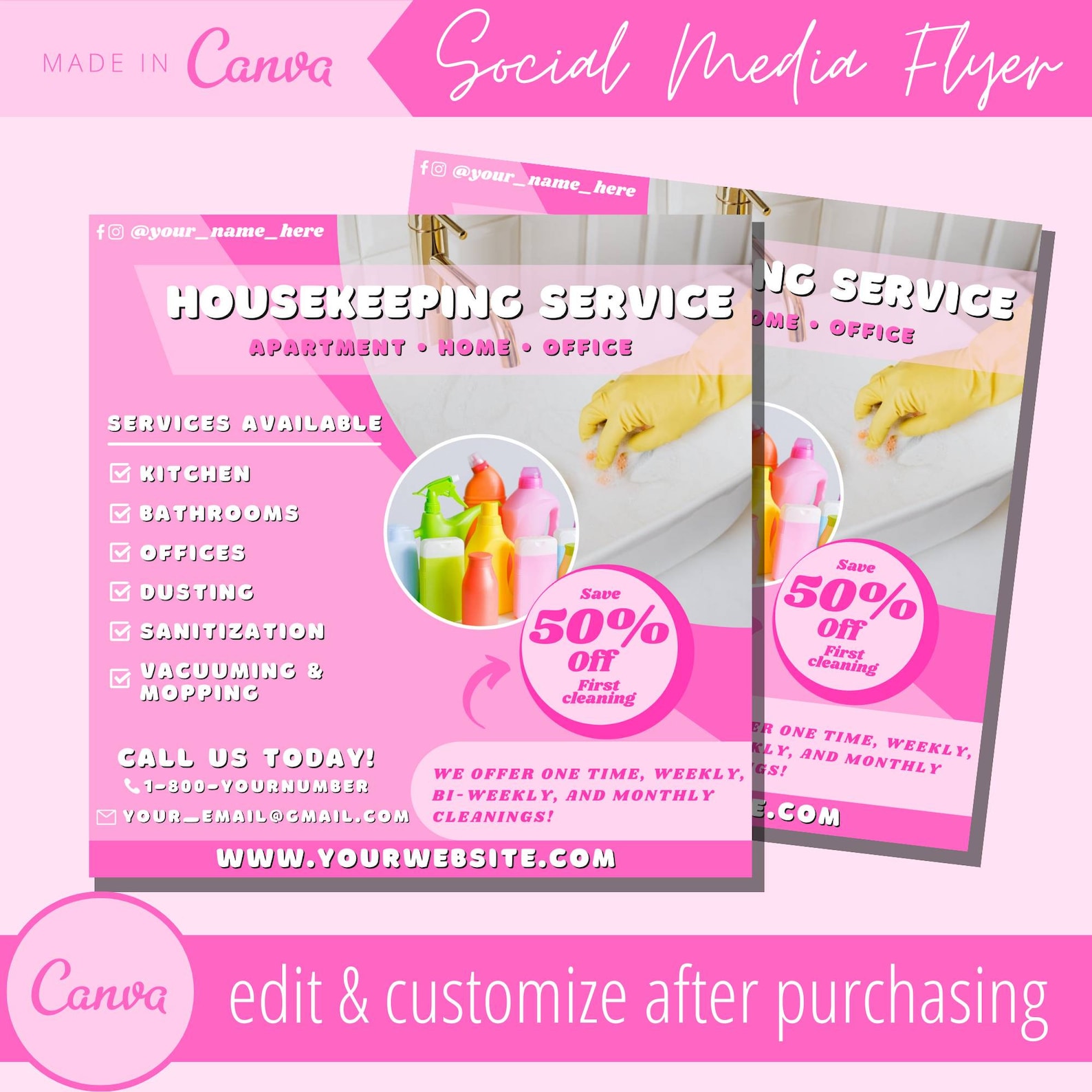 Housekeeping Flyer Template Instagram Home Cleaners - Etsy