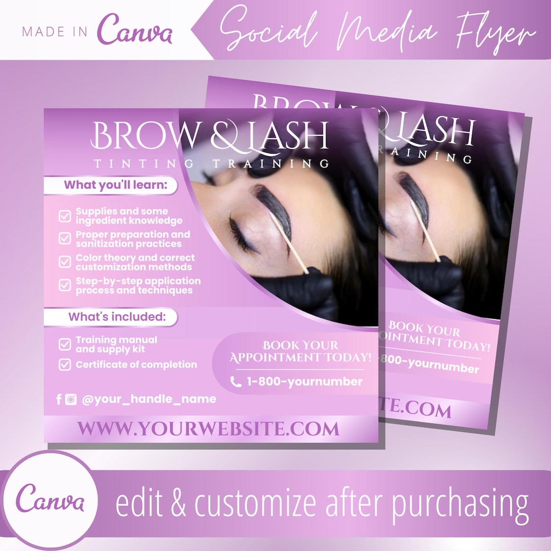 Lash and Brow Tinting Training Flyer Template - Eyelash Tint ...