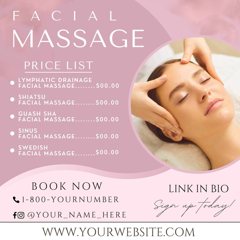 Facial Massage Flyer Template - Face Massages Therapist Flyers ...