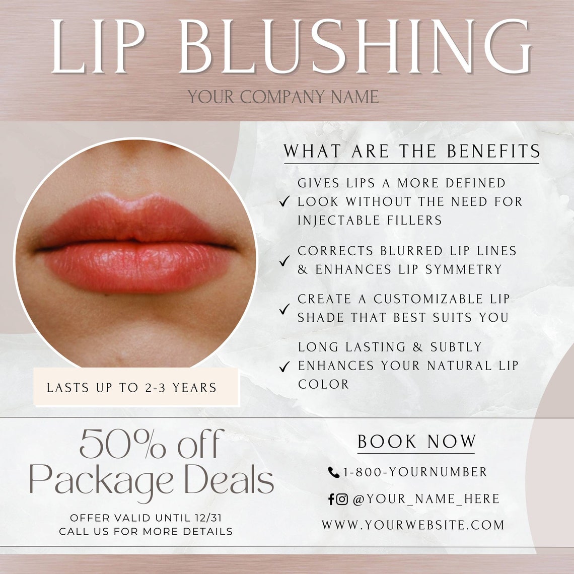 Lip Blushing Flyer Template Semi Permanent Makeup Artist | Etsy