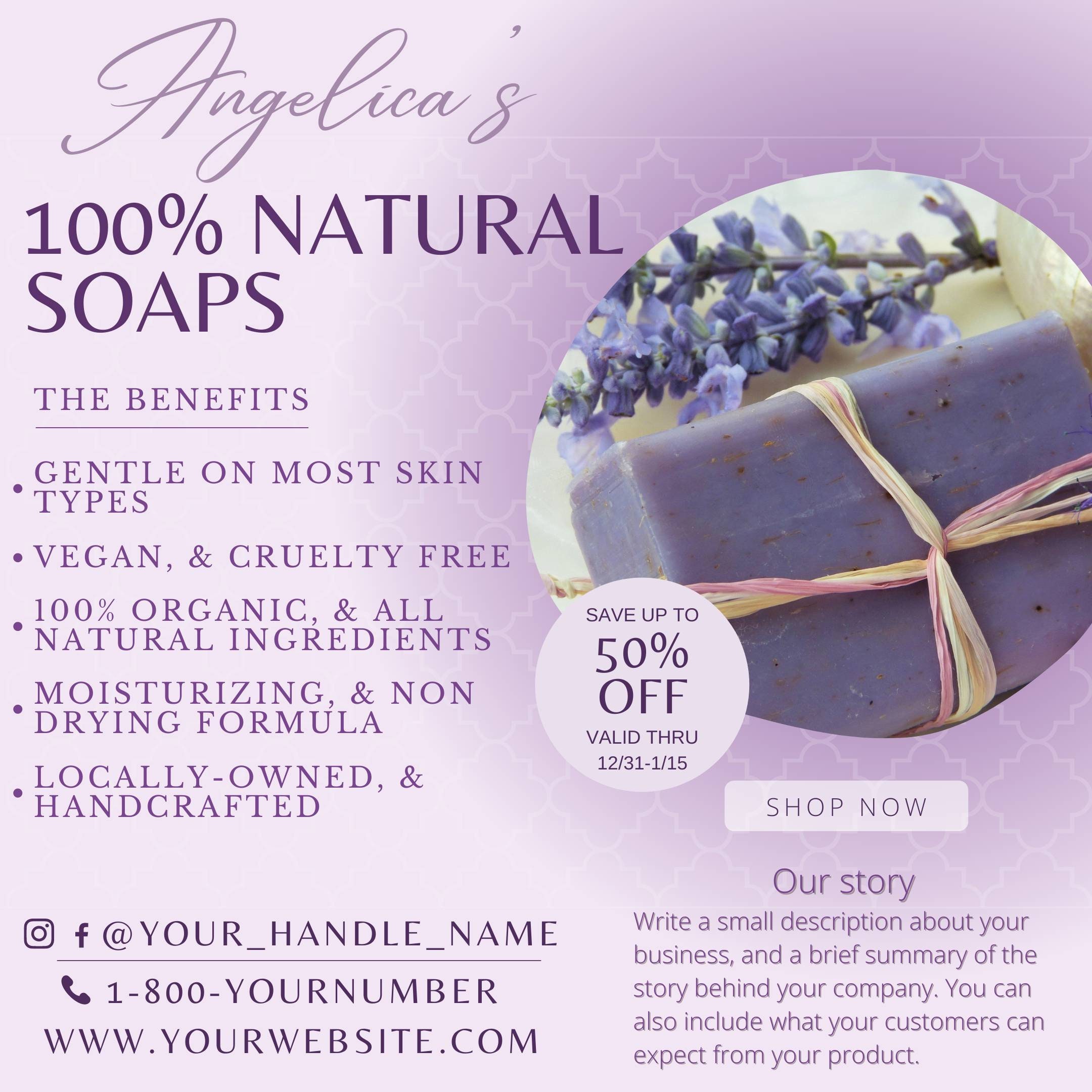 Handmade Soap Flyer Template - Editable Instagram Homemade Soaps Small ...
