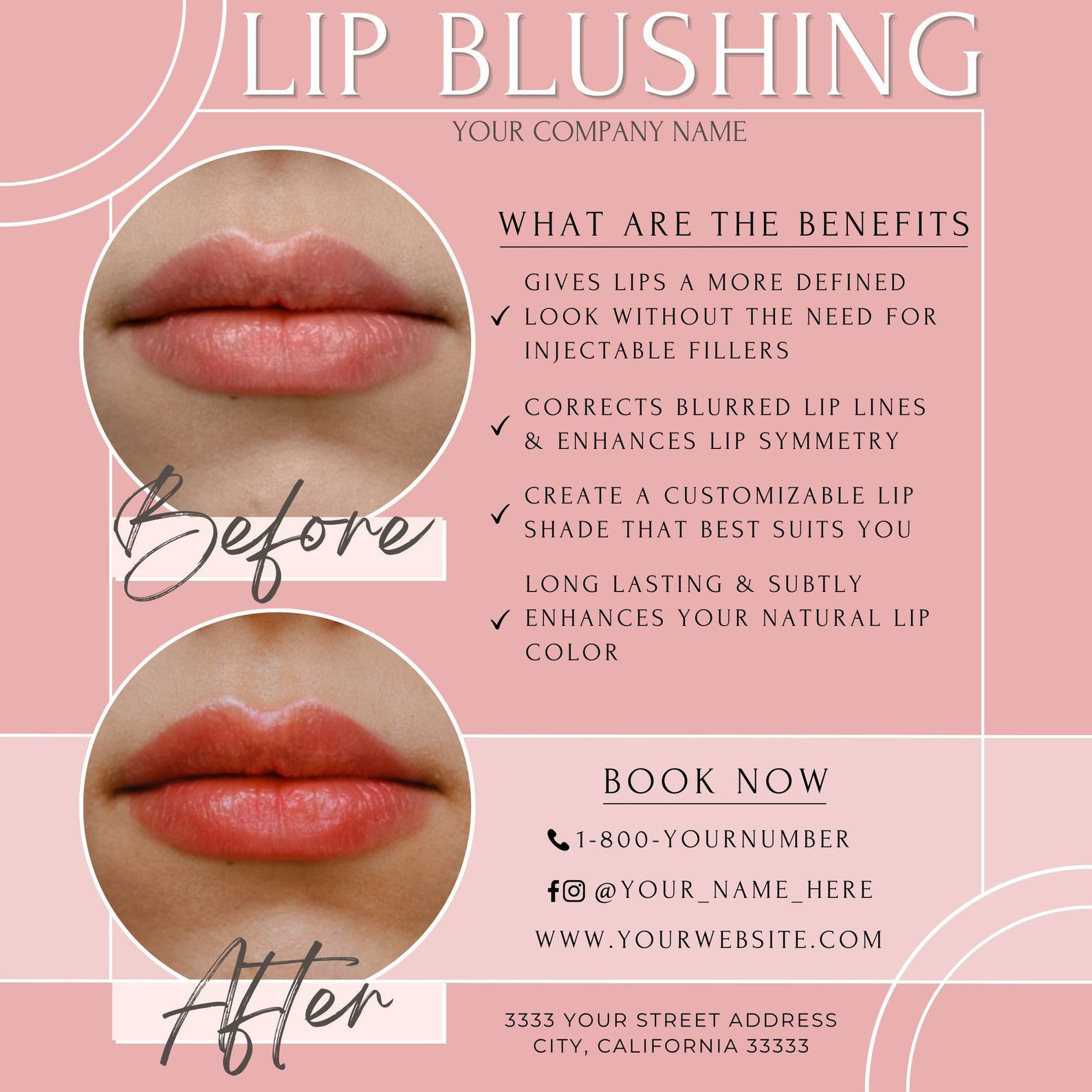 Lip Blushing Flyer Template - Instagram Semi Permanent Makeup Artist ...