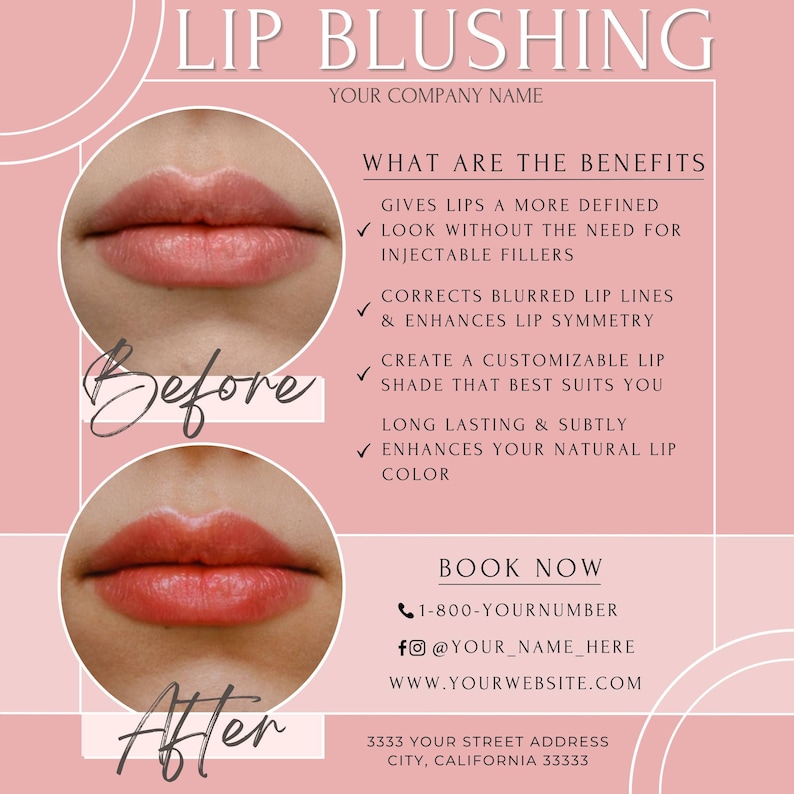 Lip Blushing Flyer Template - Instagram Semi Permanent Makeup Artist ...