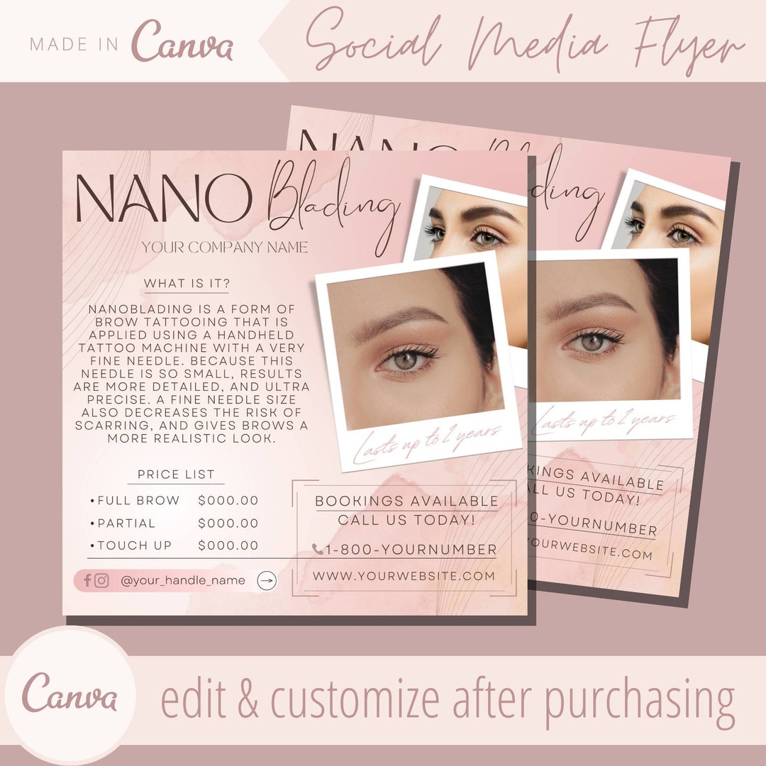 Nanoblading Flyer Template - Nano Blading Appointment Flyers Templates ...