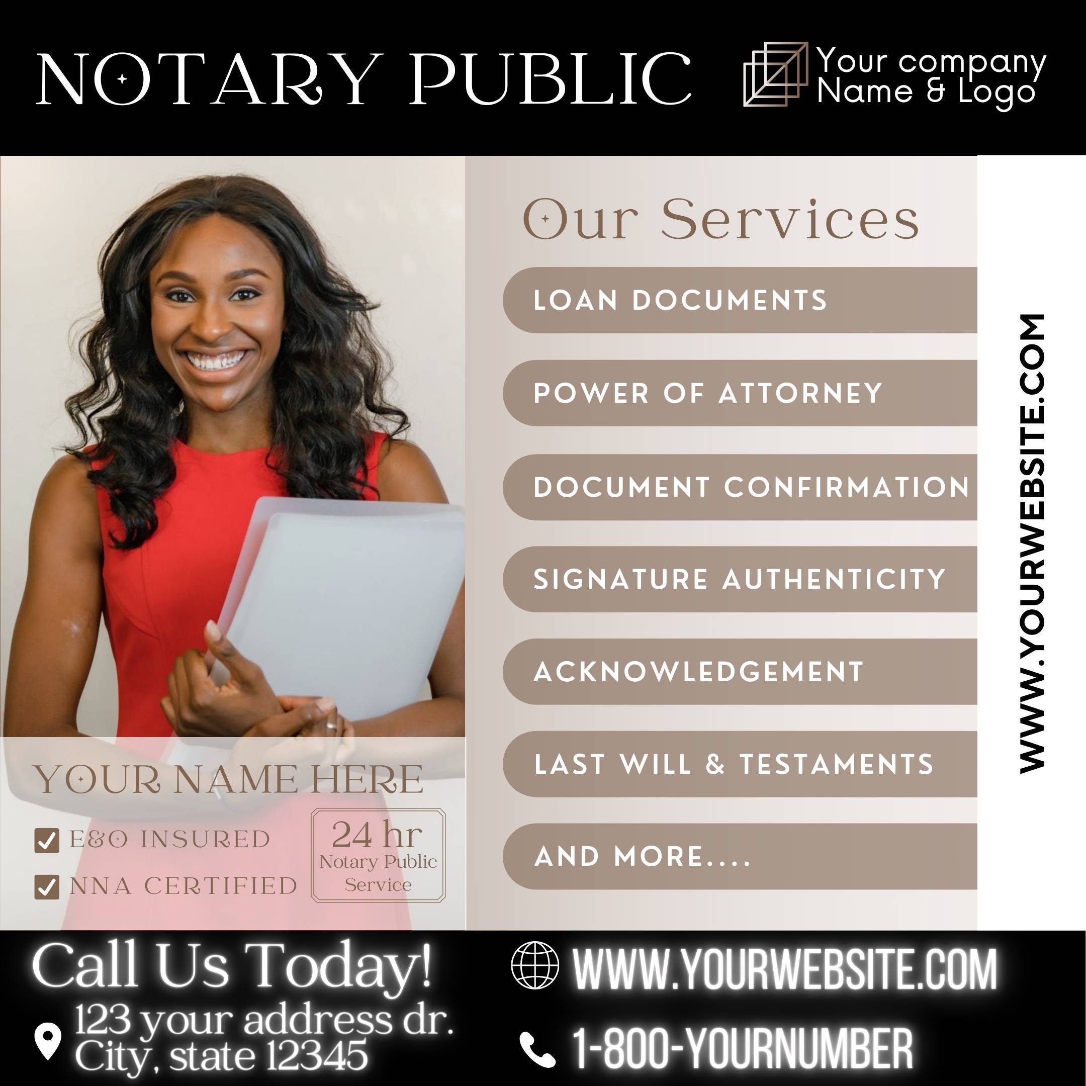 Notary Public Service Flyer Template - Editable Loan Signing Agent ...