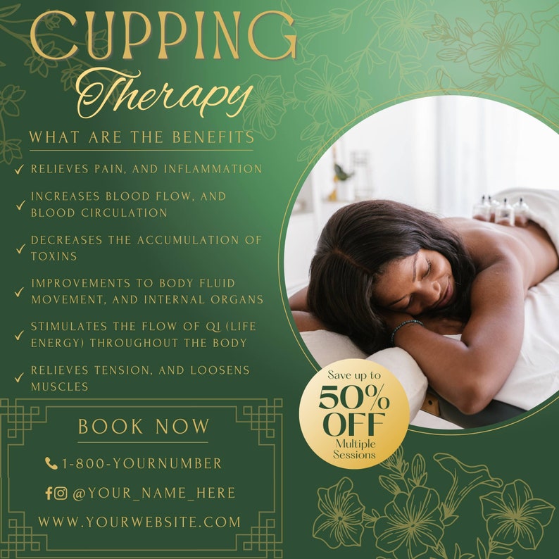 Cupping Therapy Flyer Template Instagram Editable Massage - Etsy