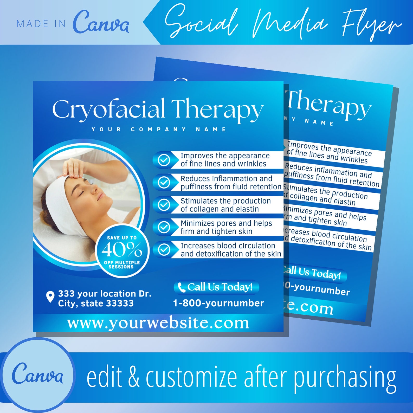 Cryofacial Flyer Template - Cold Exposure Cryotherapy Facial Flyers ...