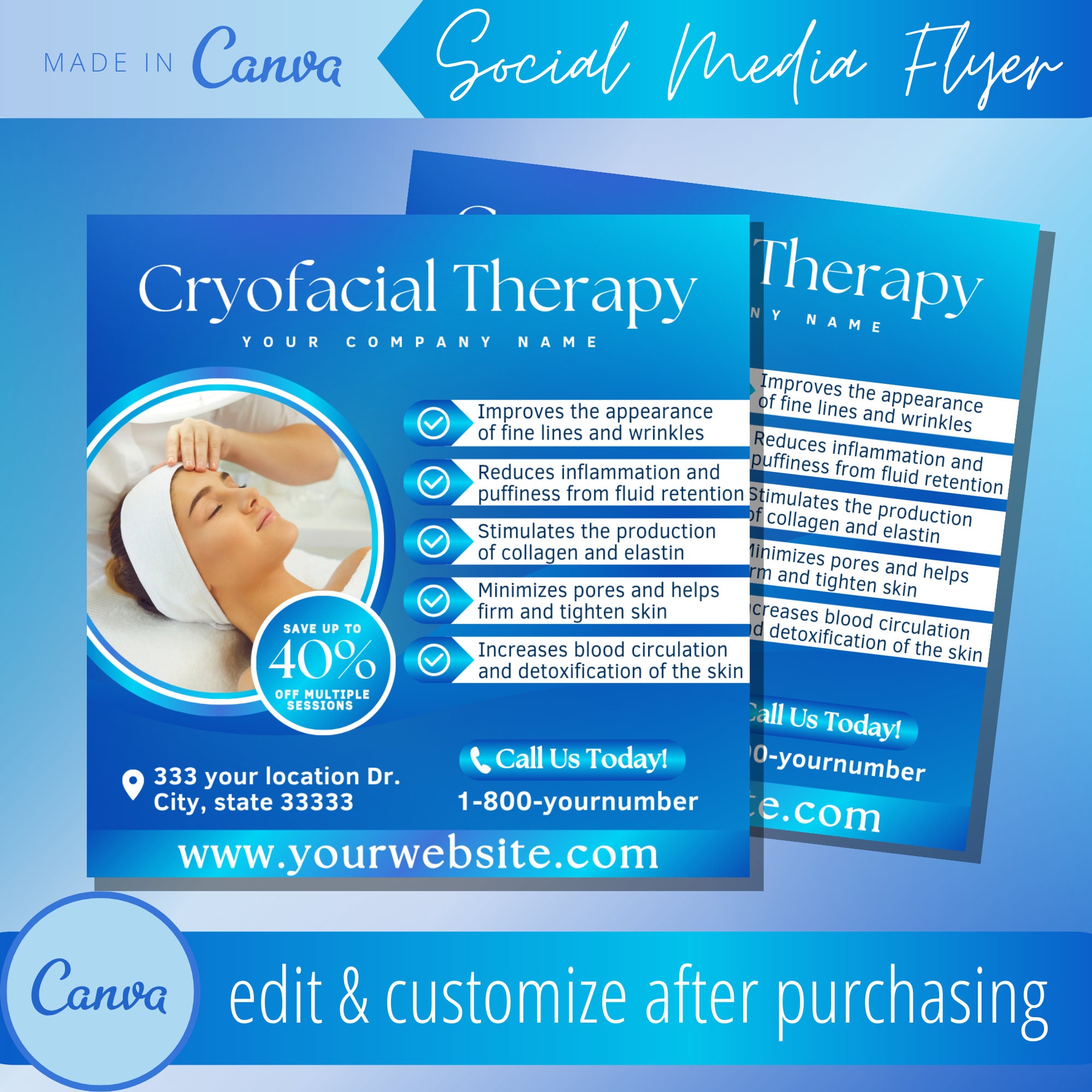 Cryofacial Flyer Template - Cold Exposure Cryotherapy Facial Flyers ...