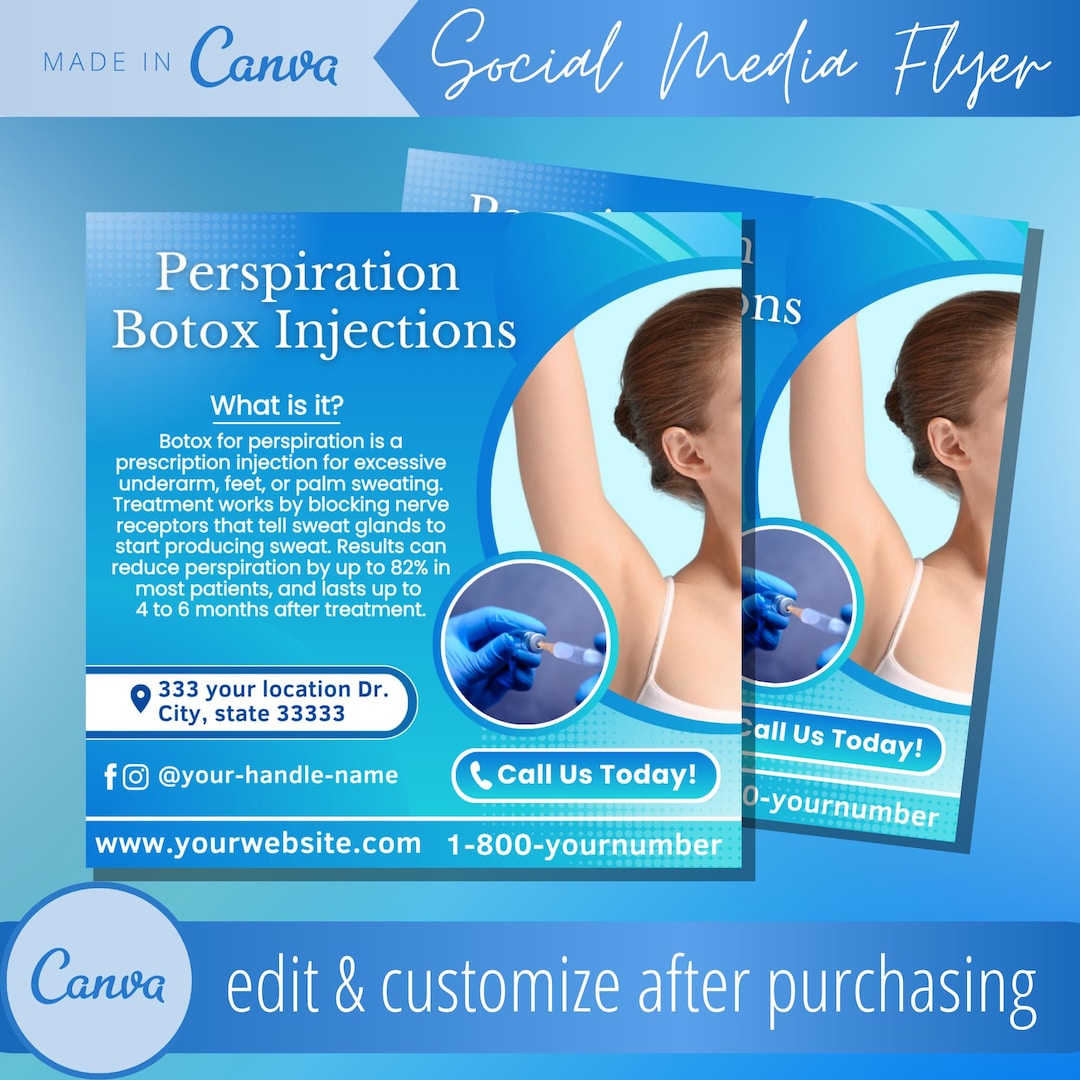 Perspiration Botox Injections Flyer Template - Sweat Glands Injection ...