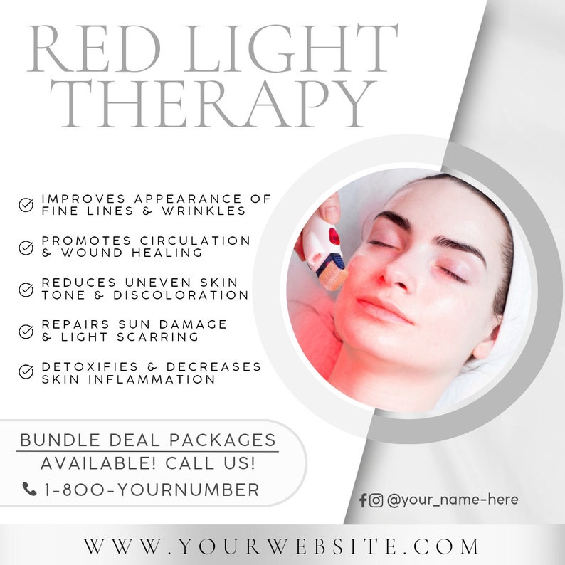 Red Light Therapy Flyer - RLT Phototherapy Facial Treatment Flyers ...