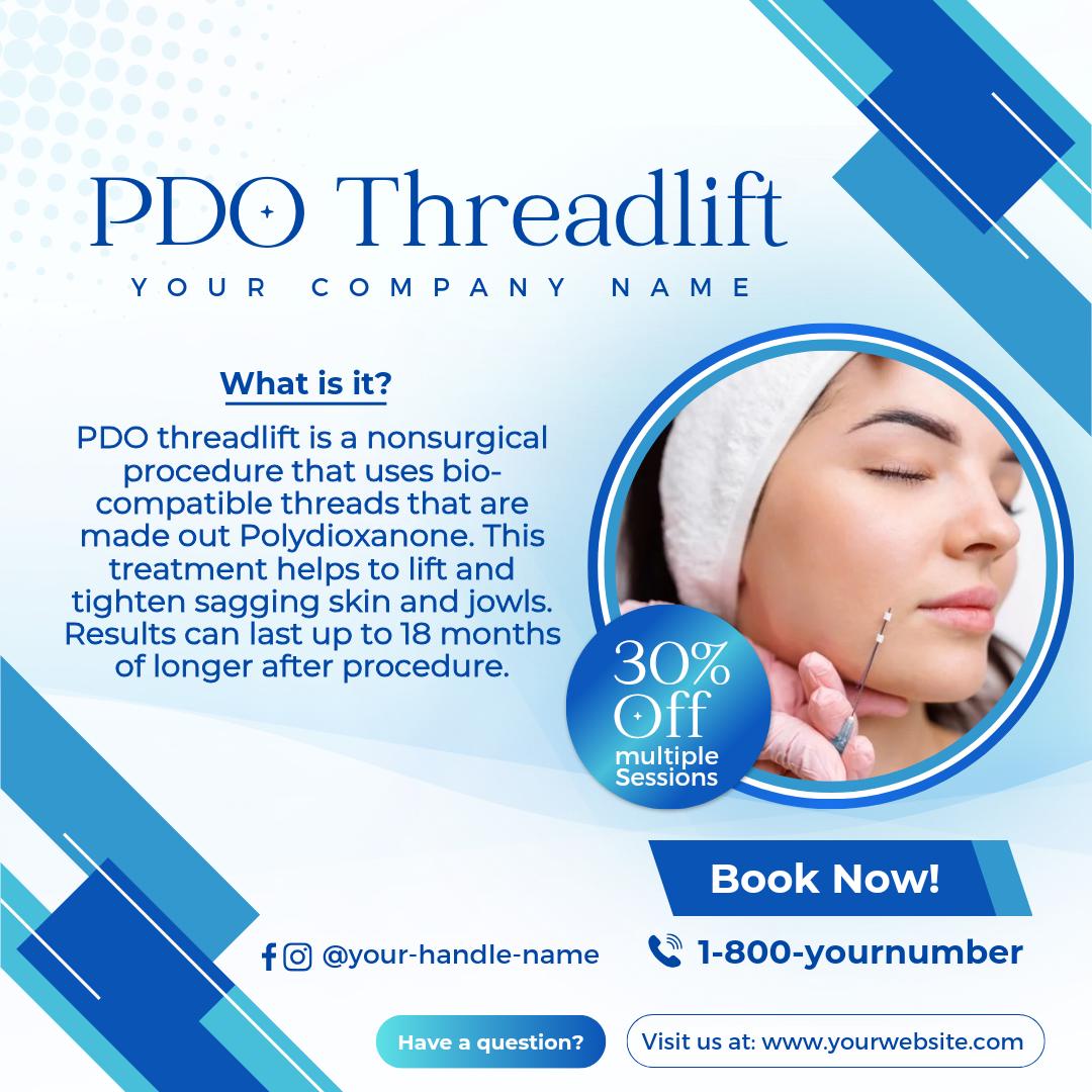 PDO Thread Lift Flyer Template - Polydioxanone Suture Facelift Flyers ...