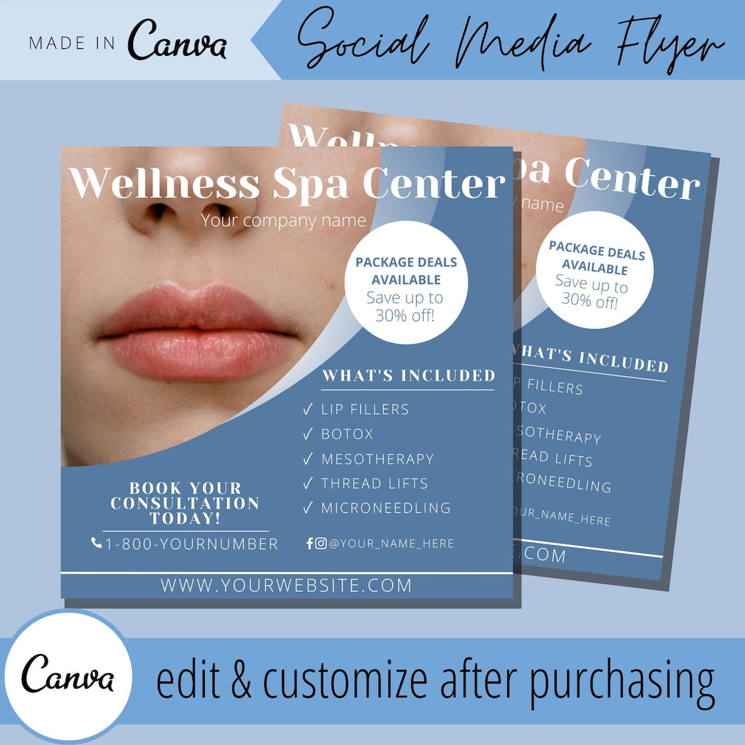 Med Spa Lip Fillers Flyer Template -editable Instagram Lips Injections ...