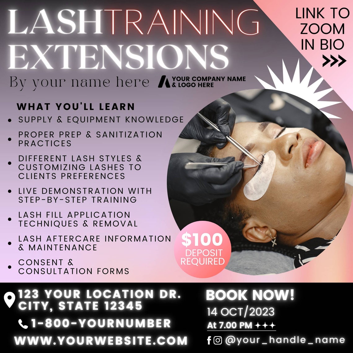 Lash Extension Training Flyer Template - Lashes Extensions Classes ...