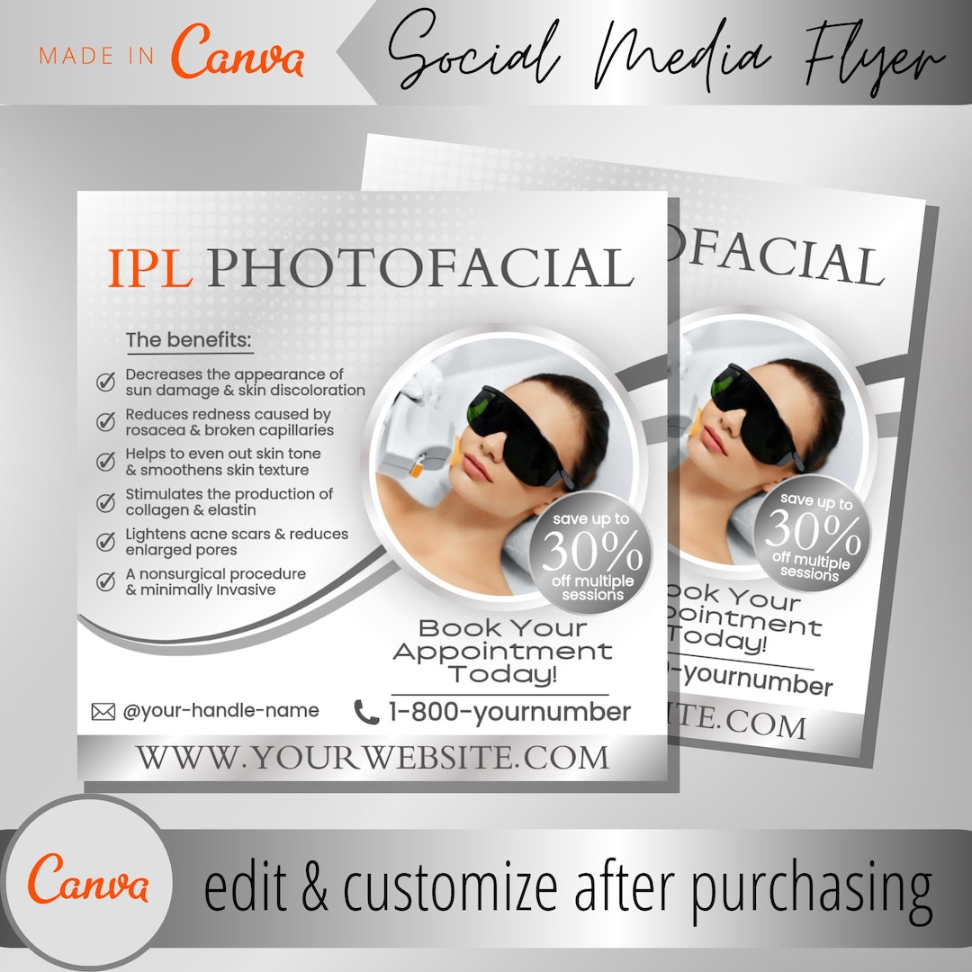 IPL Photofacial Flyer Template - Intense Pulsed Light Therapy Photo ...