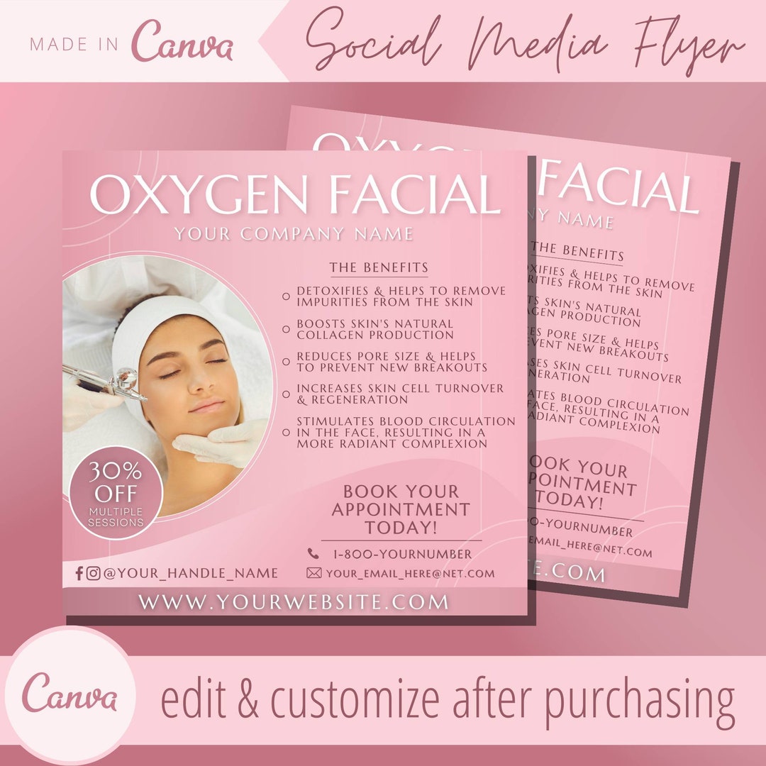 Oxygen Facial Flyer Template - Oxygen Infusion Facials Flyers Templates ...