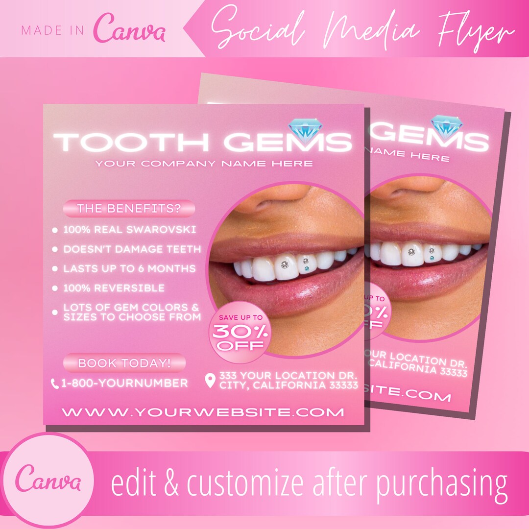 Tooth Gems Flyer Template - Teeth Gem Swarovski Crystal Application ...