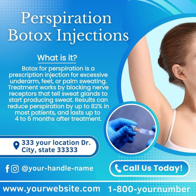 Perspiration Botox Injections Flyer Template - Sweat Glands Injection ...